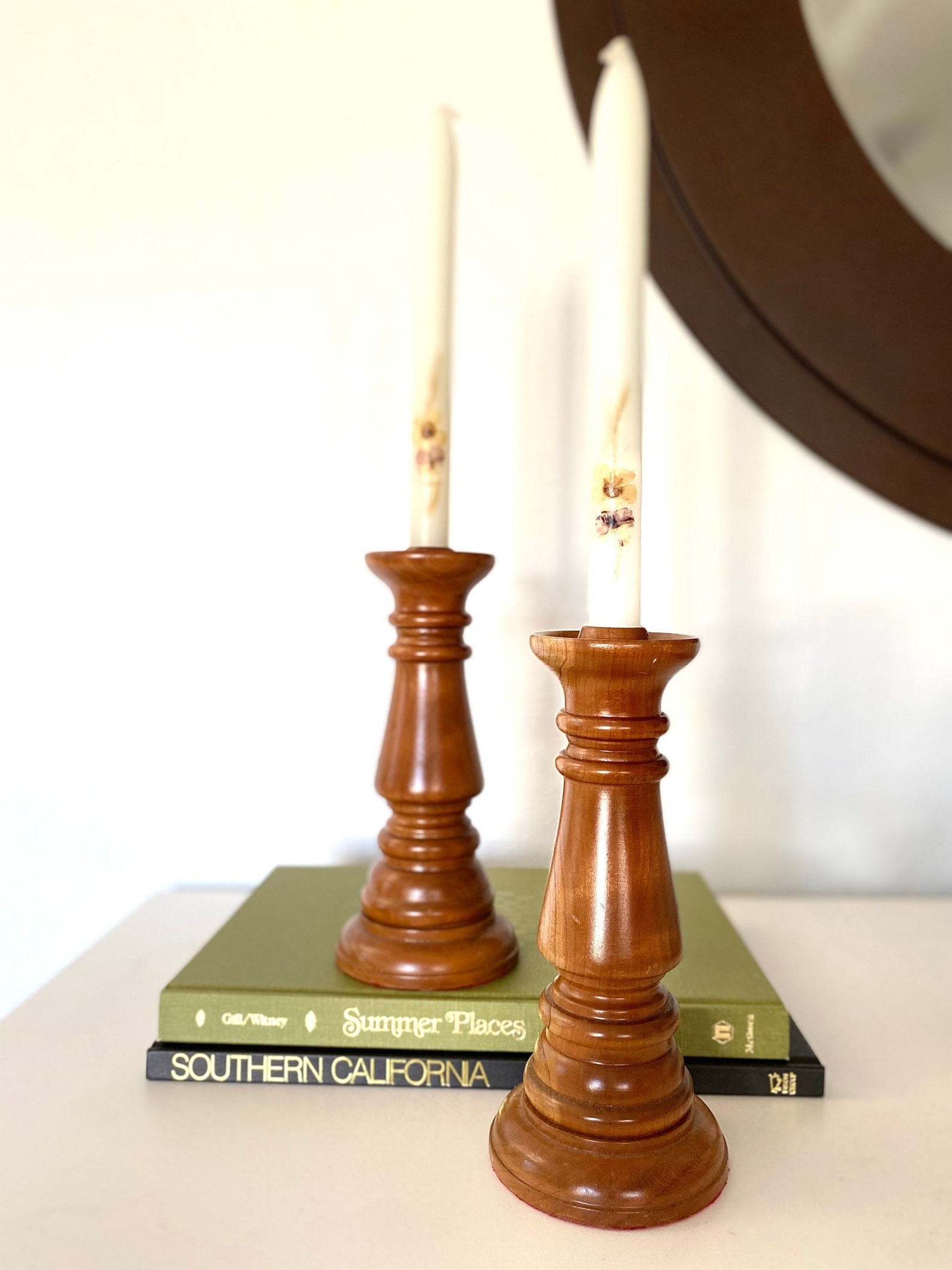 Pair of Wood Turned Candle Sticks 9 Inches Tall - Etsy