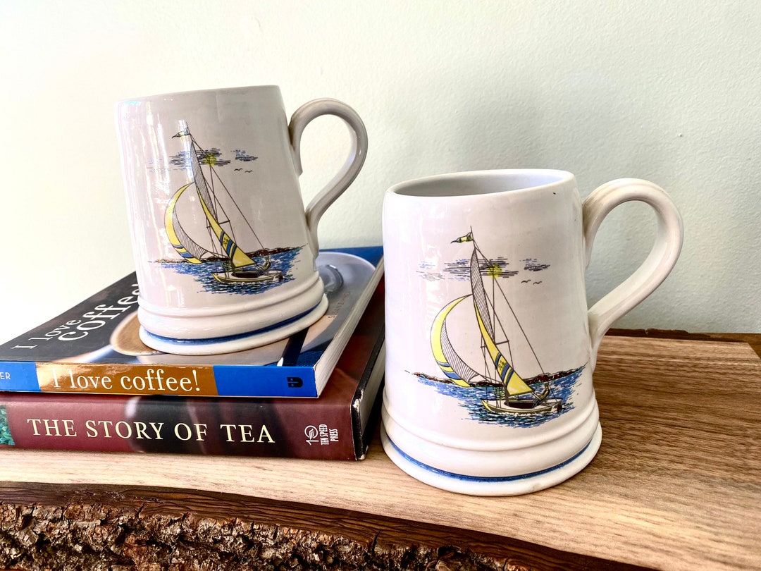 Pair of Buchan Portobello Pottery Scotland Stoneware Mugs W/ Hand ...