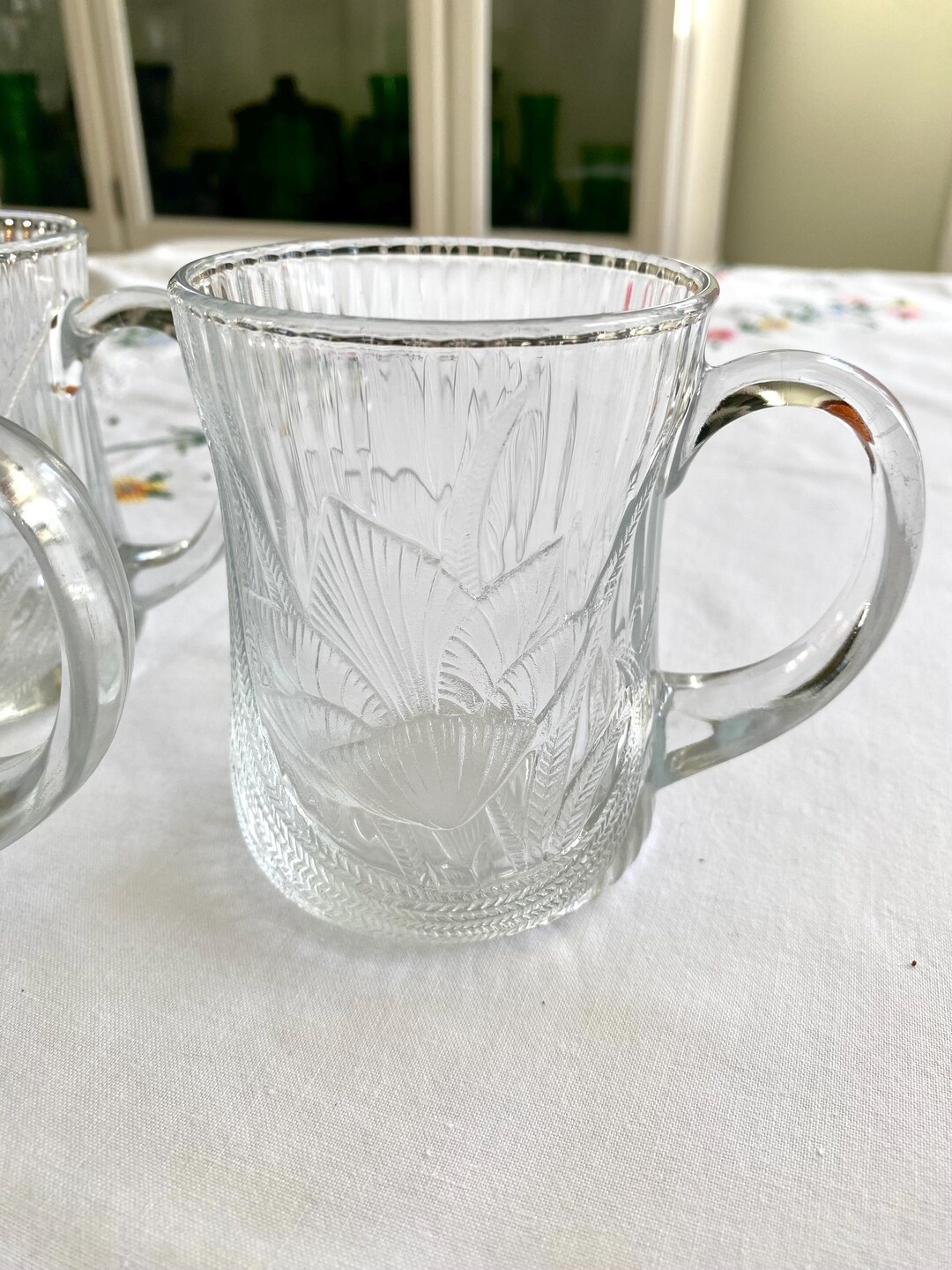 Arcoroc France Glass Canterbury Crocus Flowers and Leaves Crystal Clear ...
