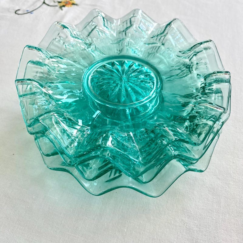 Aqua Glass Plates - Etsy