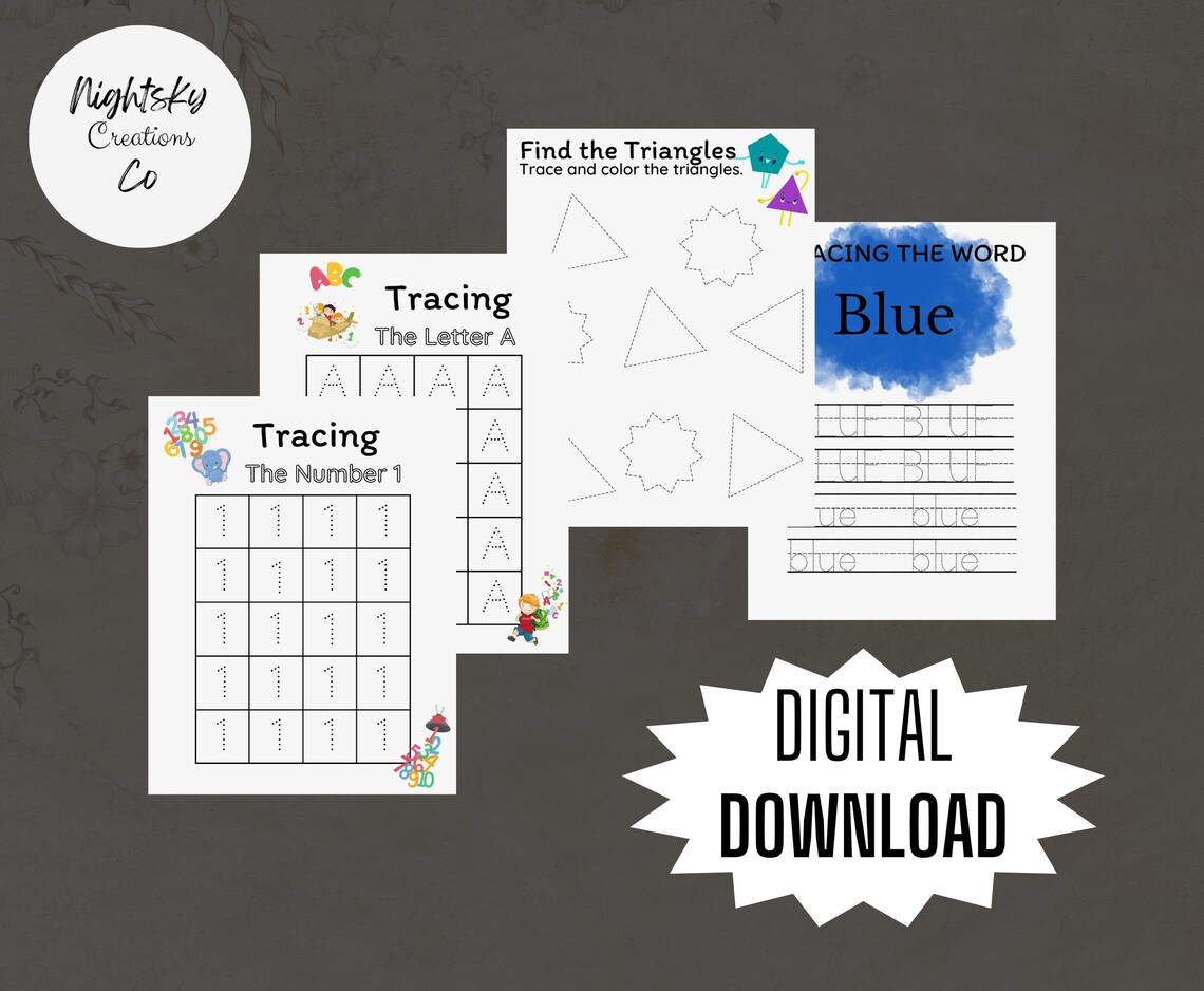 Printable Kids Tracing Activity Bundle US Letter Size PDF, Instant ...