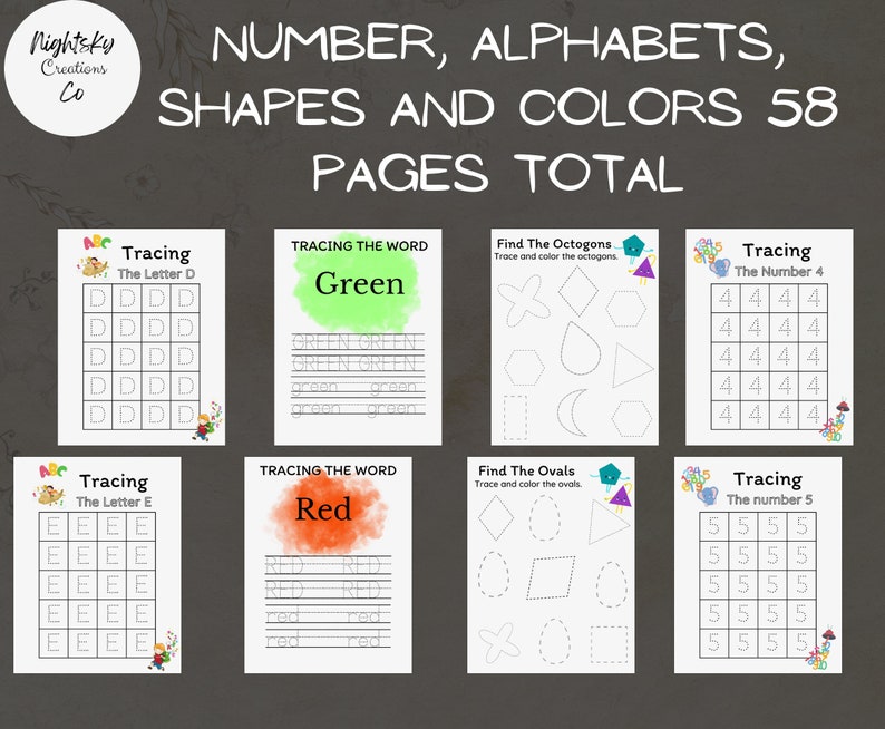 Printable Kids Tracing Activity Bundle US Letter Size PDF, Instant ...