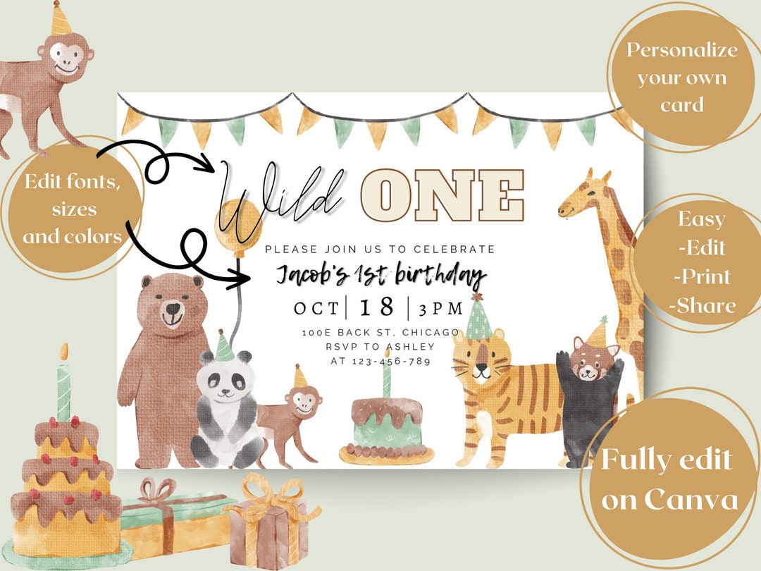EDITABLE Wild One Birthday Party Invitation Template - Etsy