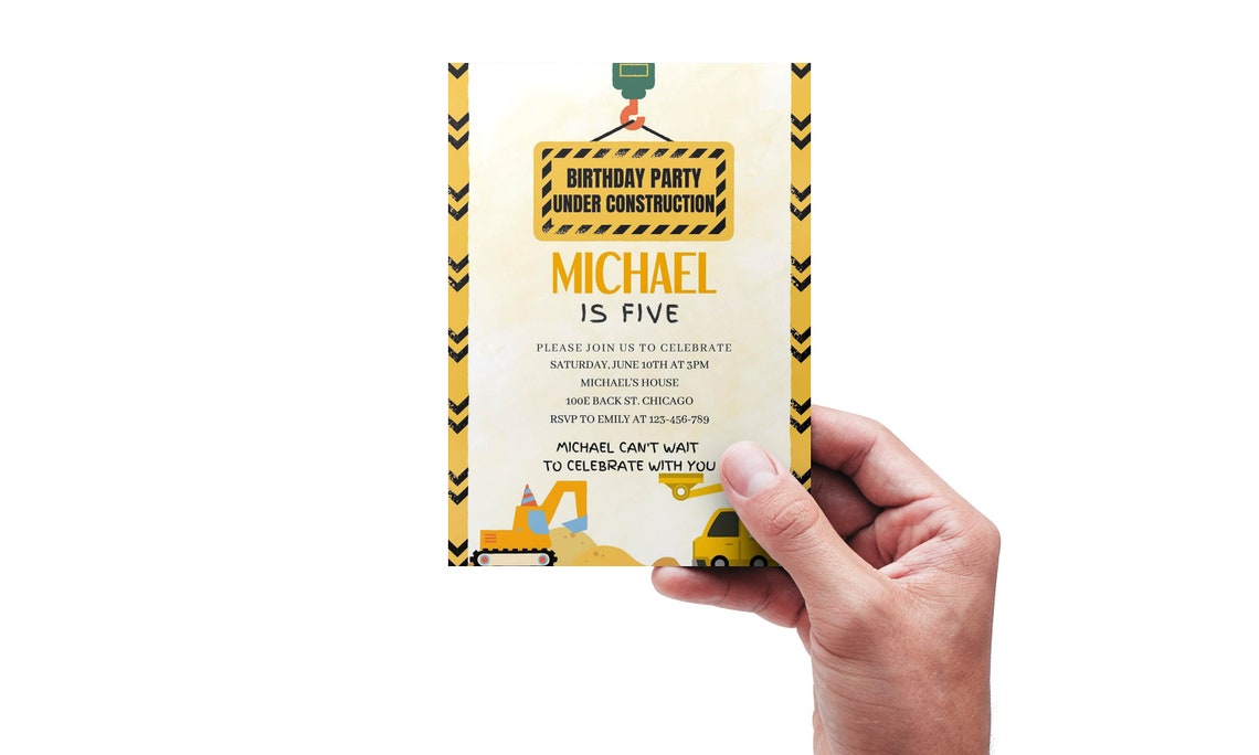 EDITABLE Construction Birthday Party Invitation Template - Etsy