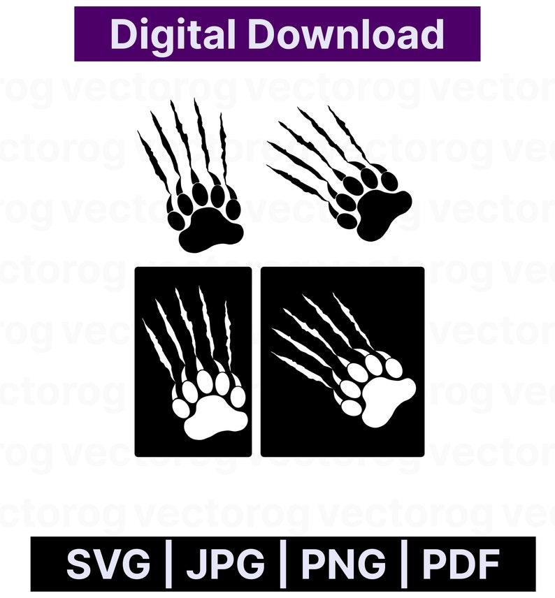 Bear Claw SVG, Bear Claw Png, Bear Claw Vector, Bear Claw Silhouette ...