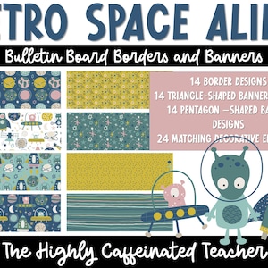 Retro Space Alien Bulletin Board Borders and Banners L Bulletin Board ...