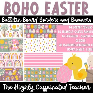 Boho Easter Bulletin Board Kit L Bulletin Board Borders and Banners L ...