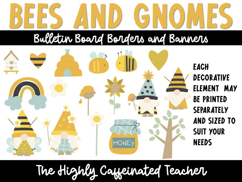 Bees and Gnomes Bulletin Board Borders and Banners L Bulletin Board Kit ...