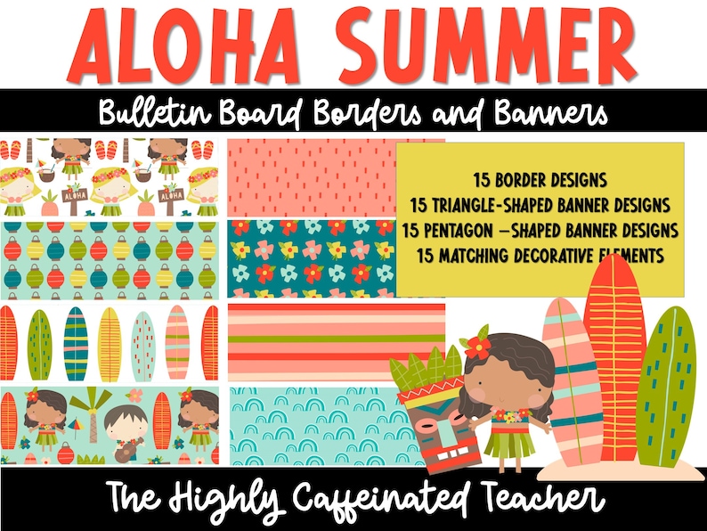 Aloha Summer Bulletin Board Borders and Banners L Bulletin Board Kit L ...