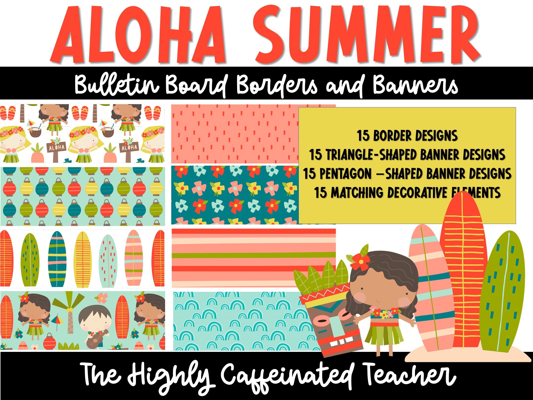 Aloha Summer Bulletin Board Borders and Banners L Bulletin Board Kit L ...