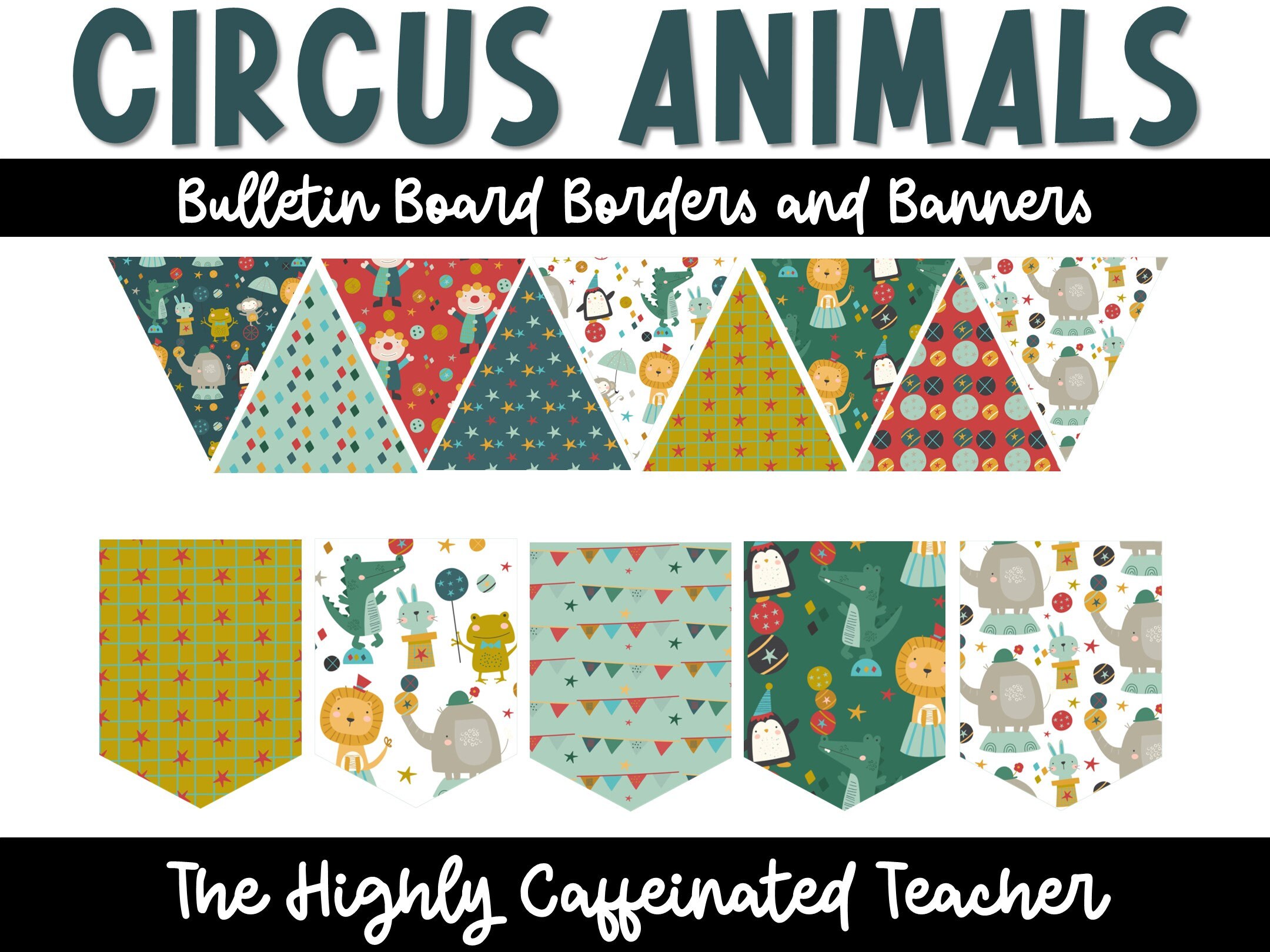 Circus Animals Bulletin Board Borders and Banners L Bulletin Board Kit ...