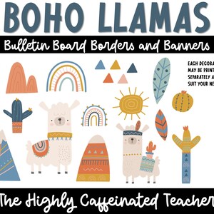 Boho Llamas Bulletin Board Borders and Banners L Bulletin Board Kit L ...
