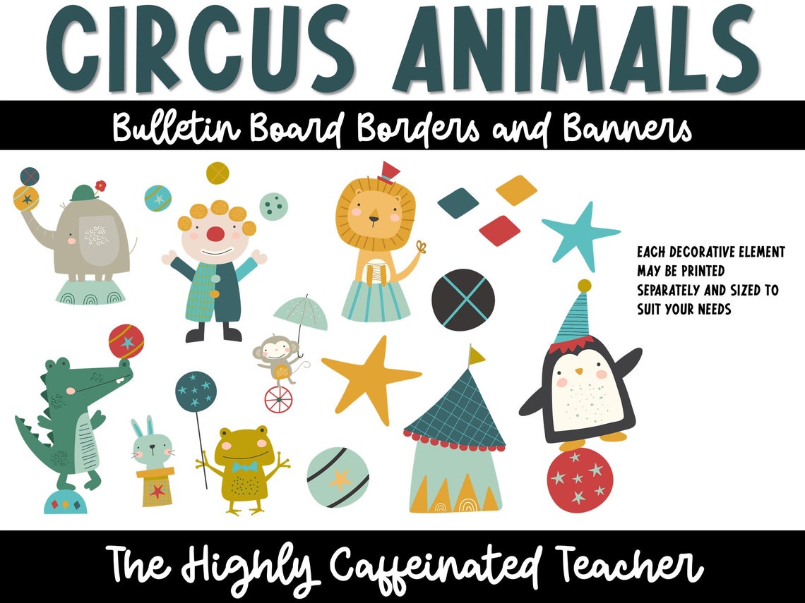 Circus Animals Bulletin Board Borders and Banners L Bulletin Board Kit ...