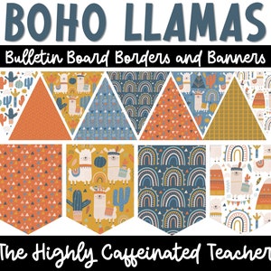 Boho Llamas Bulletin Board Borders and Banners L Bulletin Board Kit L ...