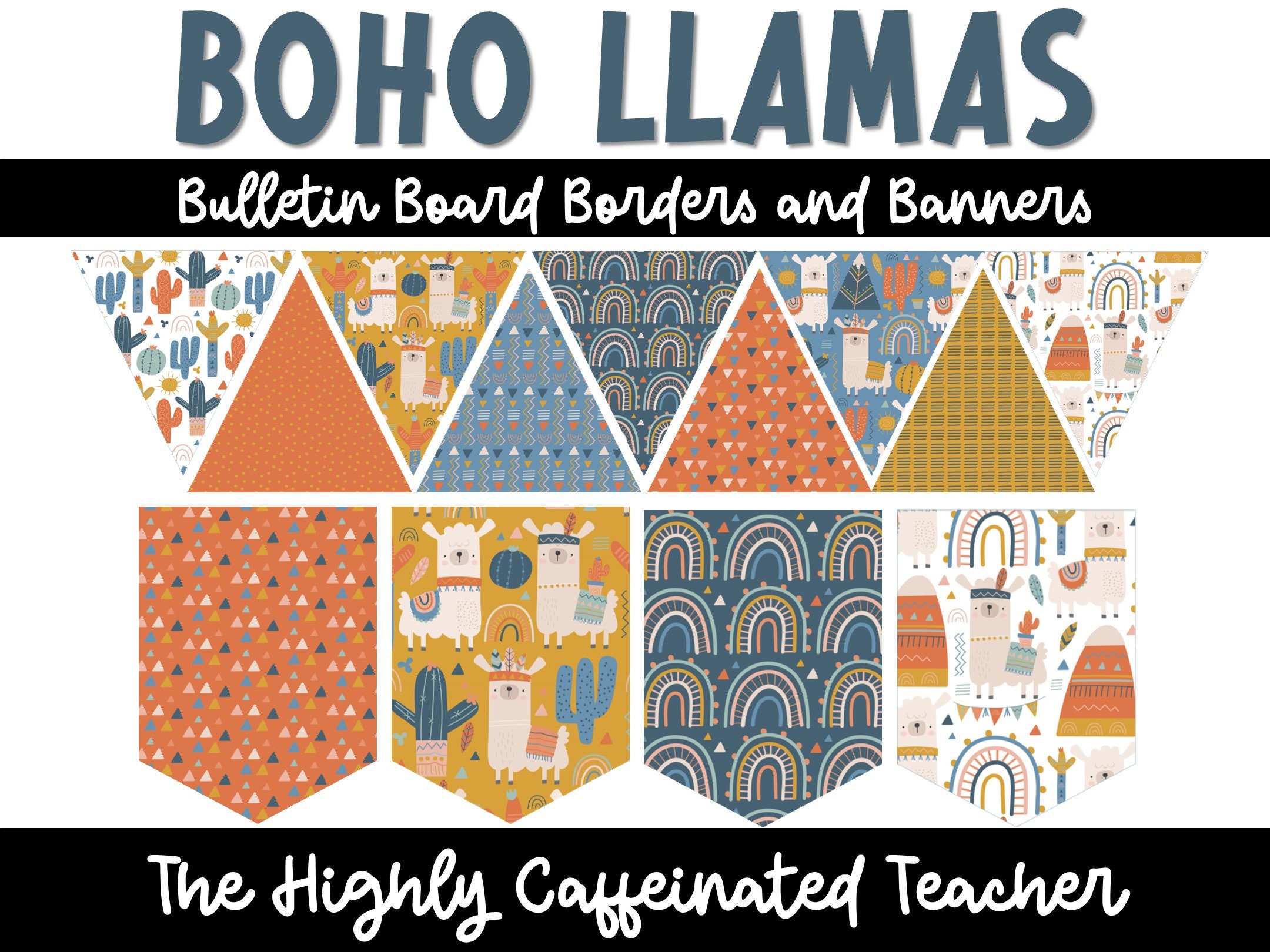 Boho Llamas Bulletin Board Borders and Banners L Bulletin Board Kit L ...