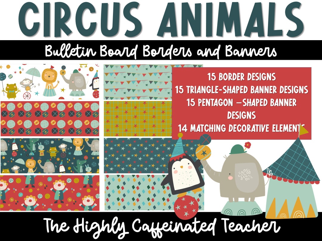Circus Animals Bulletin Board Borders and Banners L Bulletin Board Kit ...