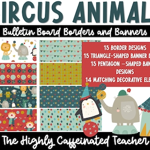 Circus Animals Bulletin Board Borders and Banners L Bulletin Board Kit ...