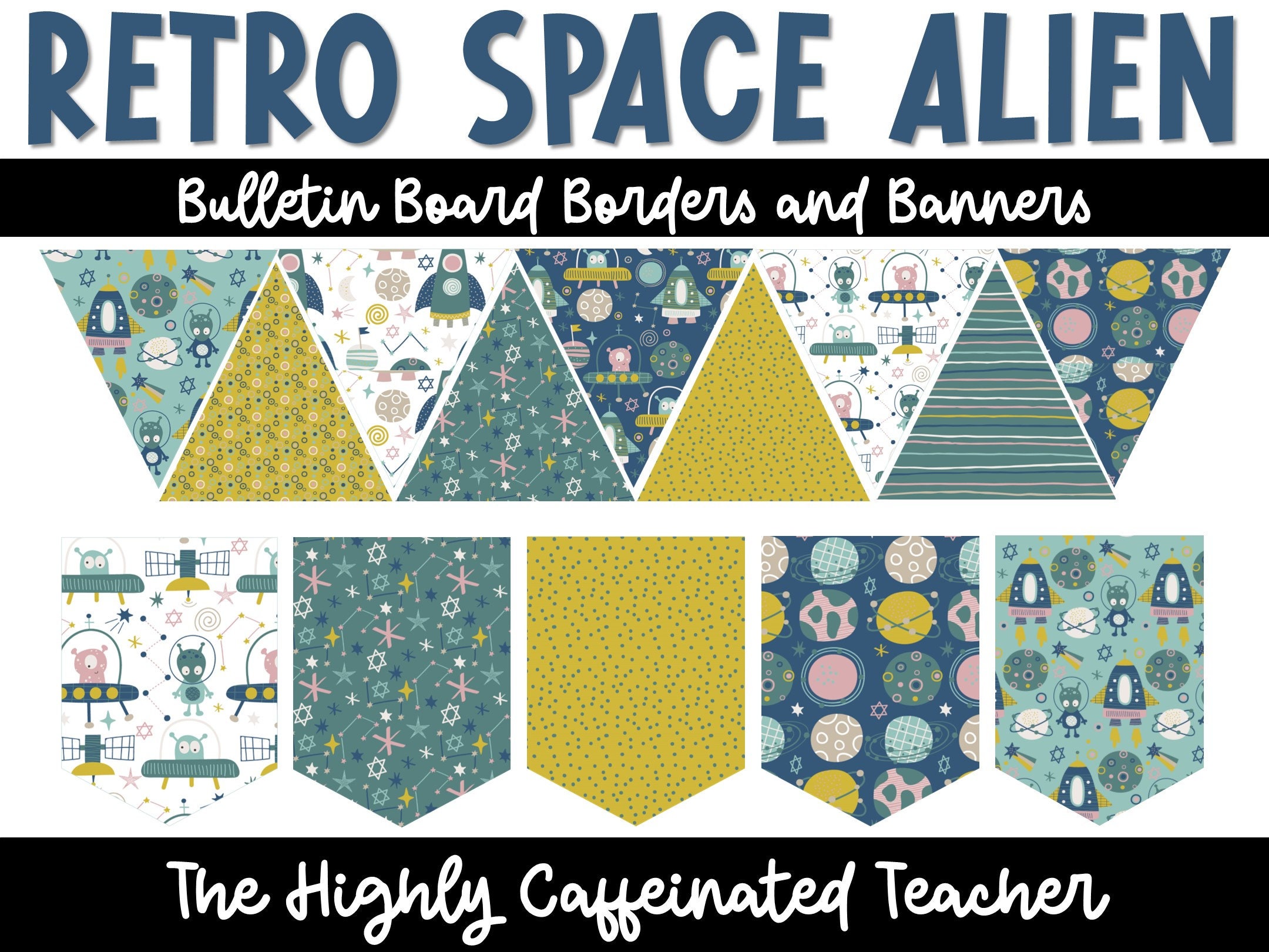 Retro Space Alien Bulletin Board Borders and Banners L Bulletin Board ...