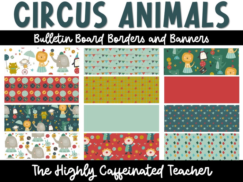 Circus Animals Bulletin Board Borders and Banners L Bulletin Board Kit ...
