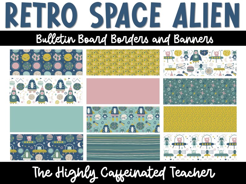 Retro Space Alien Bulletin Board Borders and Banners L Bulletin Board ...