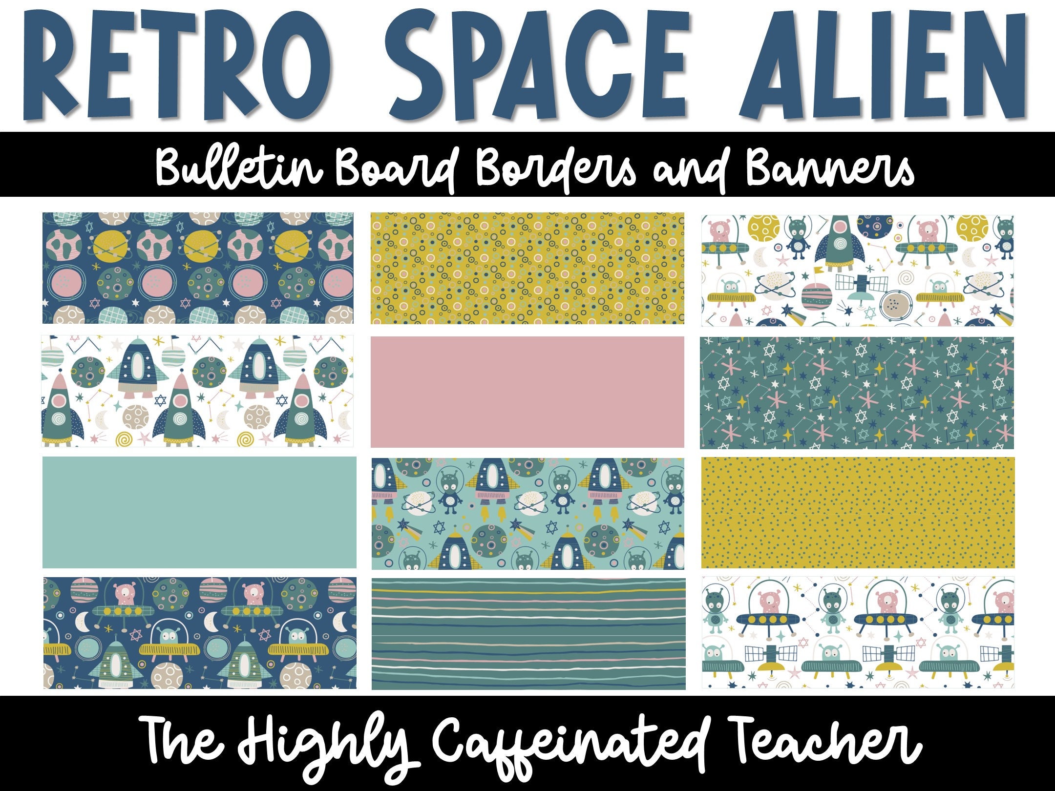 Retro Space Alien Bulletin Board Borders and Banners L Bulletin Board ...