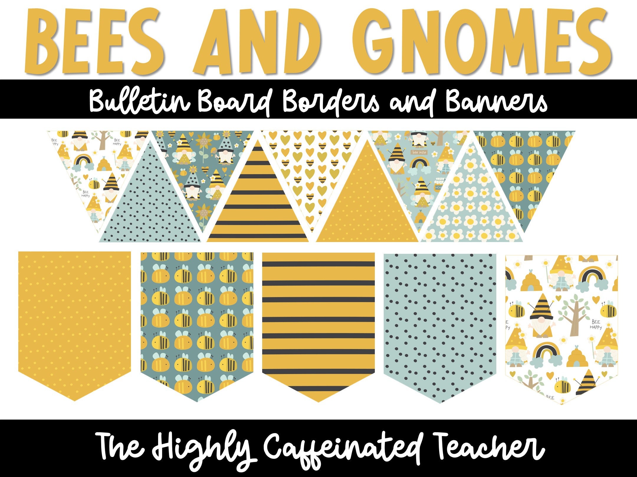 Bees and Gnomes Bulletin Board Borders and Banners L Bulletin Board Kit ...