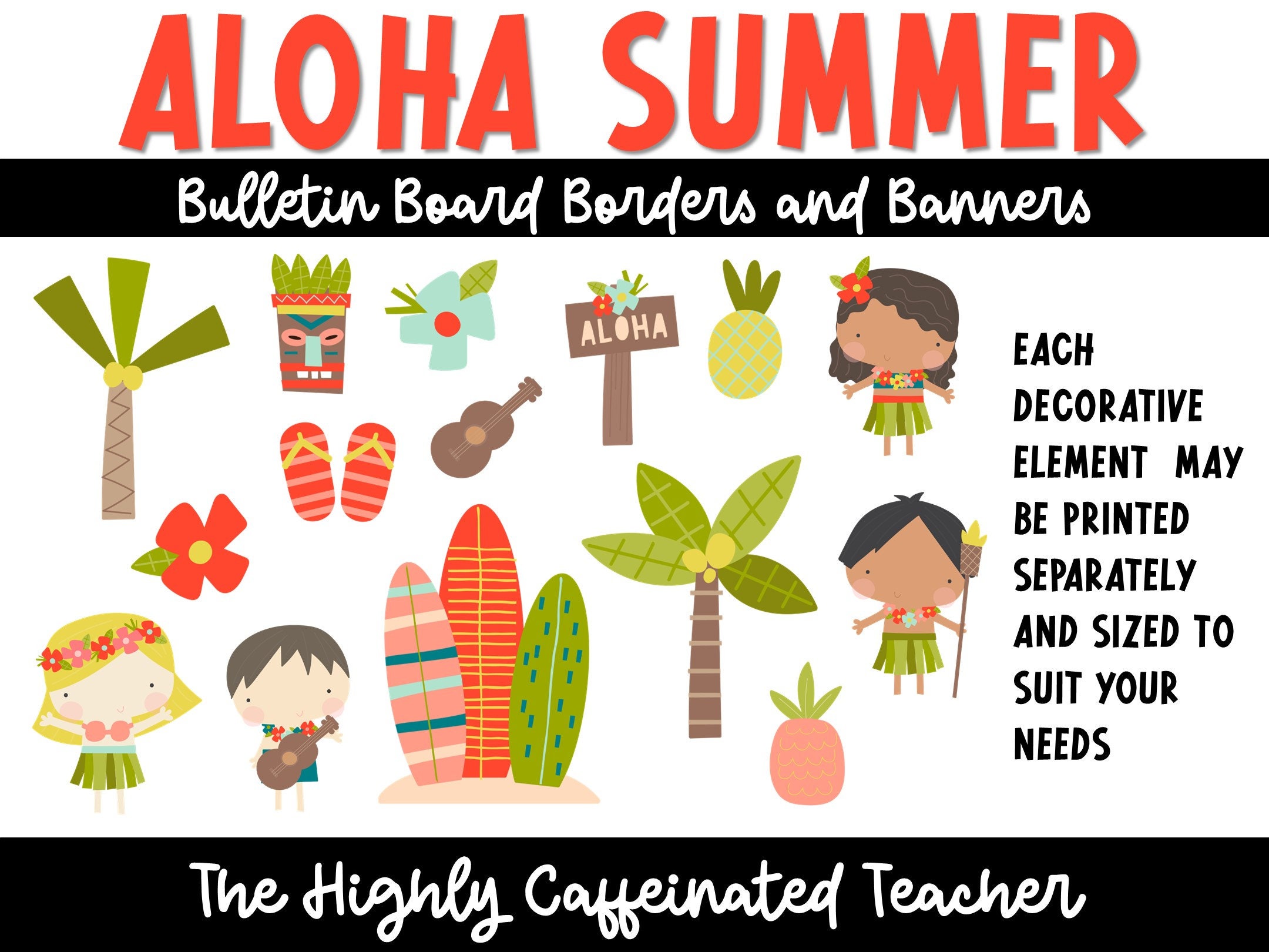 Aloha Summer Bulletin Board Borders and Banners L Bulletin Board Kit L ...