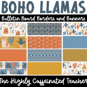 Boho Llamas Bulletin Board Borders and Banners L Bulletin Board Kit L ...