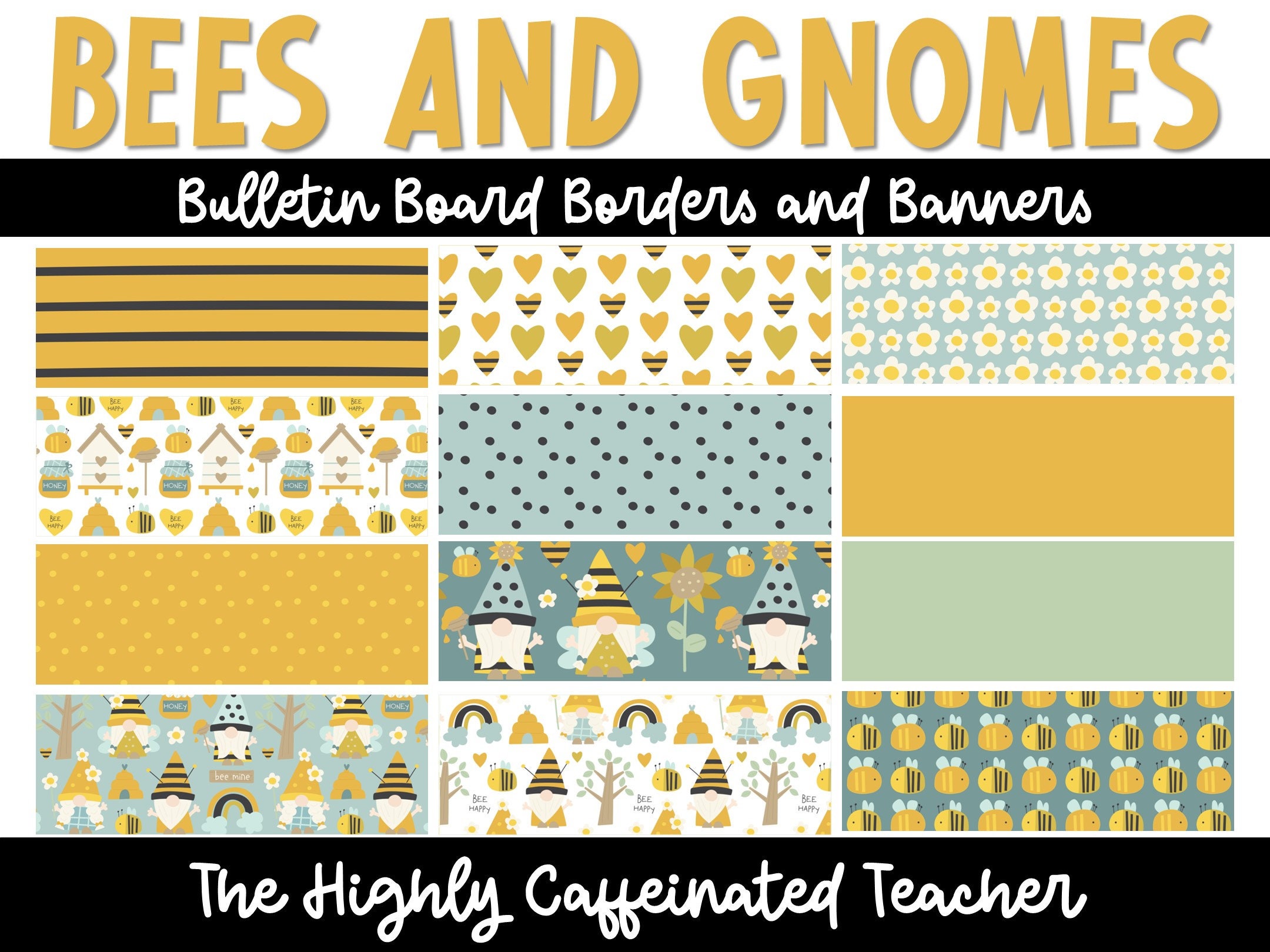 Bees and Gnomes Bulletin Board Borders and Banners L Bulletin Board Kit ...