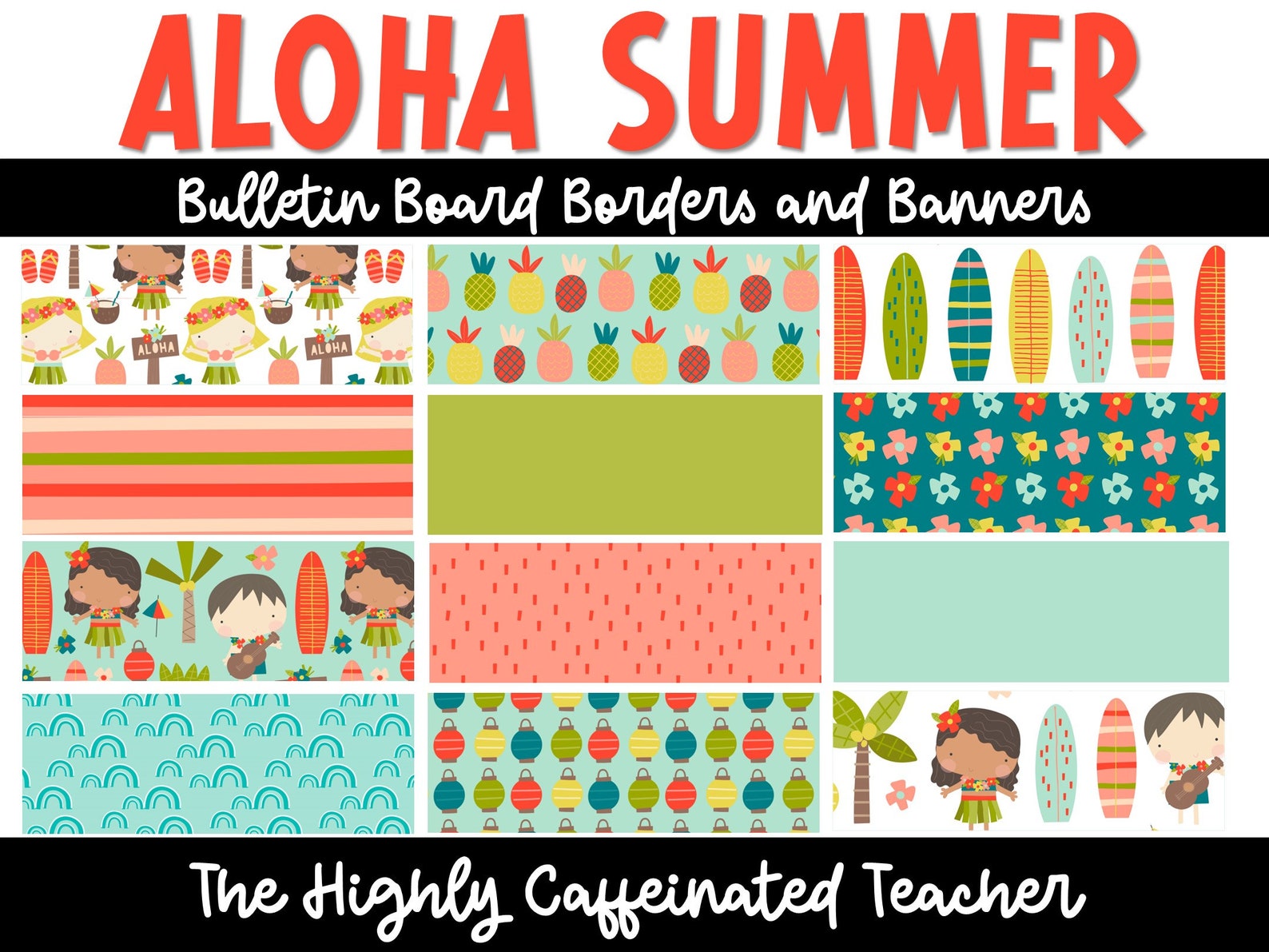 Aloha Summer Bulletin Board Borders and Banners L Bulletin Board Kit L ...