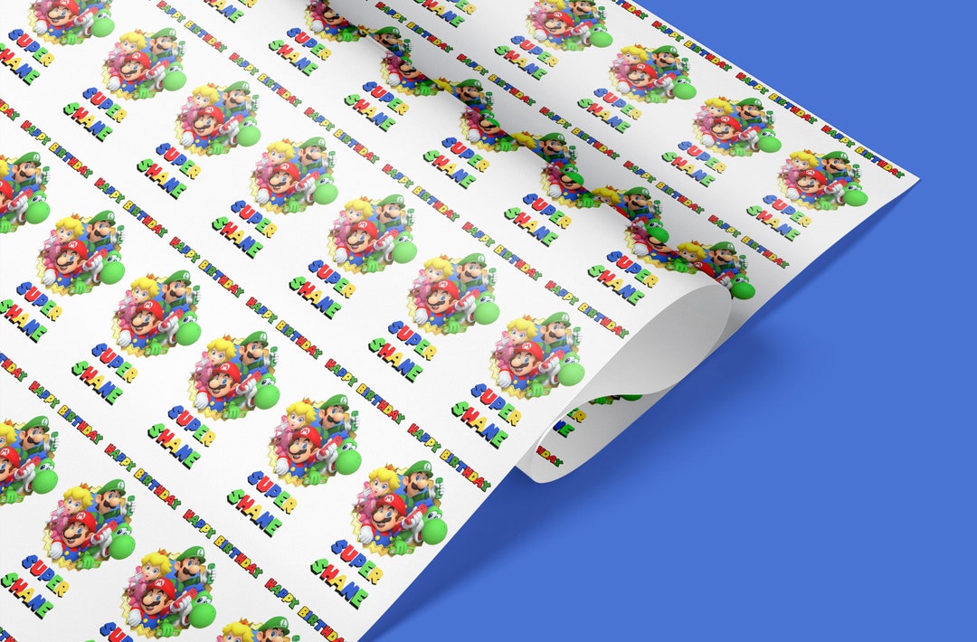 Personalised Mario Happy Birthday Gift Wrapping, Birthday Wrapping ...