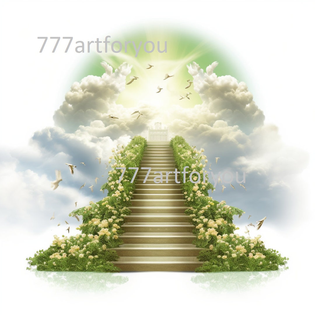 Green Sky Gold 24K Stairs, Heavens Gate Background, Angel Doves ...