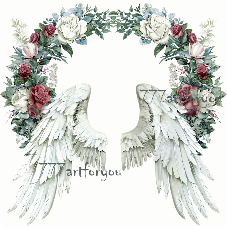 Red Heavens Stairway in Loving Memory Angel Wings Memorial Background ...