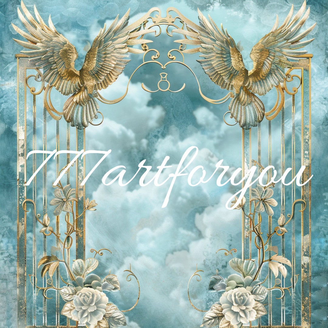 Baby Blue in Loving Memory PNG, Gold Heavens Gate, Memorial Background ...