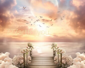 In Loving Memory PNG, 5 Memorial Background , Stairs to Heaven, Rest in Peace, Digital Files ...