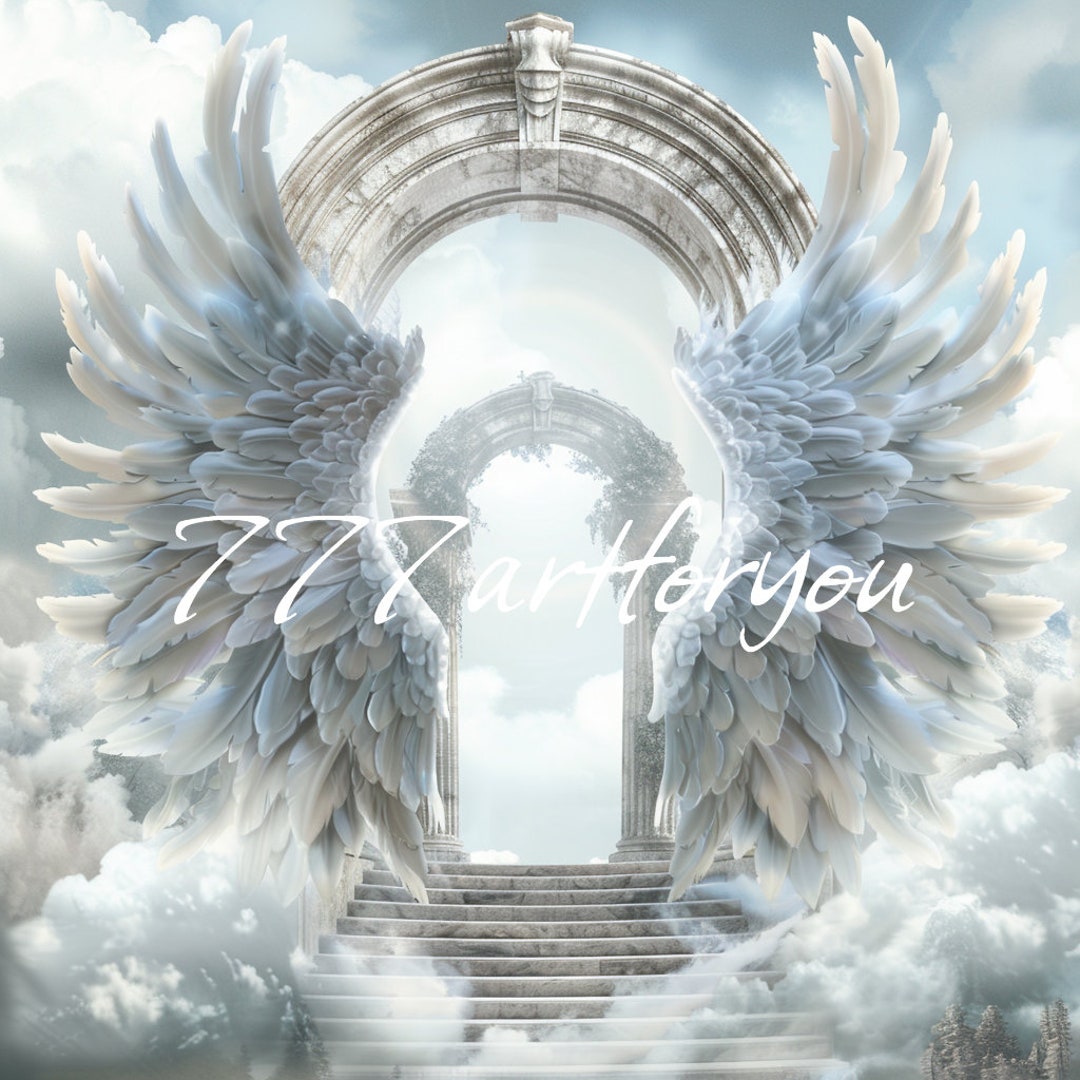 Tan Neutral Sky Silver Heavens Gate Angel Wings Memorial PNG Add Photo ...