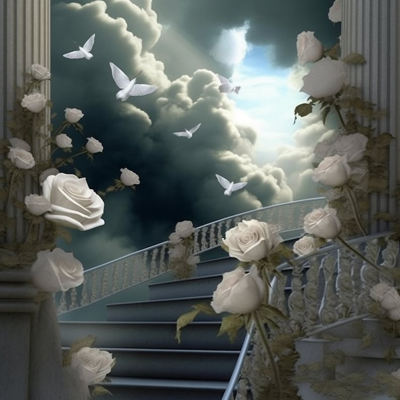 In Loving Memory PNG Memorial Background Template Stairs to - Etsy