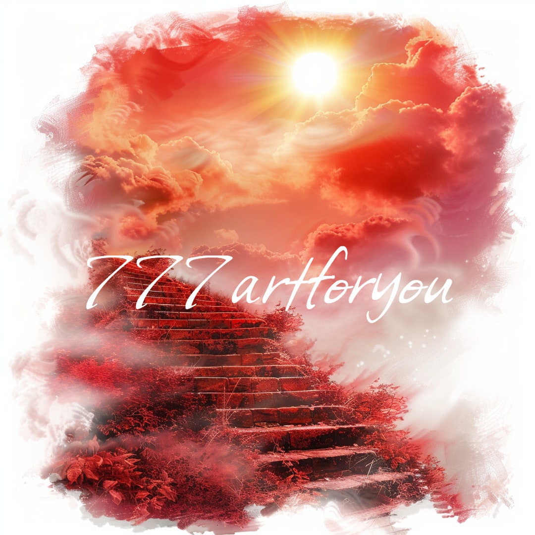 In Loving Memory PNG, Red Sky Heaven Stairway Memorial Background for ...