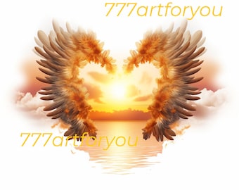 Orange Sky Gold Frames Rest in Heaven Doves Angel Wings Memorial PNG ...