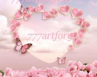 Pink Sky Gold Frames in Loving Memory Forever in Our Hearts Heavens ...