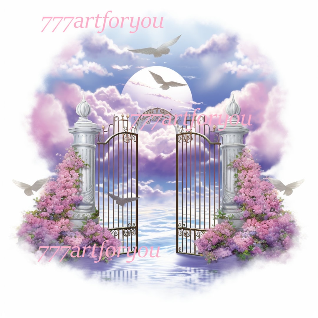 Pink Heavens Stairway in Loving Memory Angel Wings Memorial Background ...