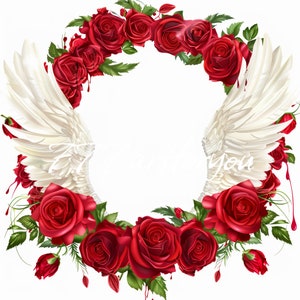 Red Heaven in Loving Memory Forever in Our Hearts Angel Wings Memorial ...