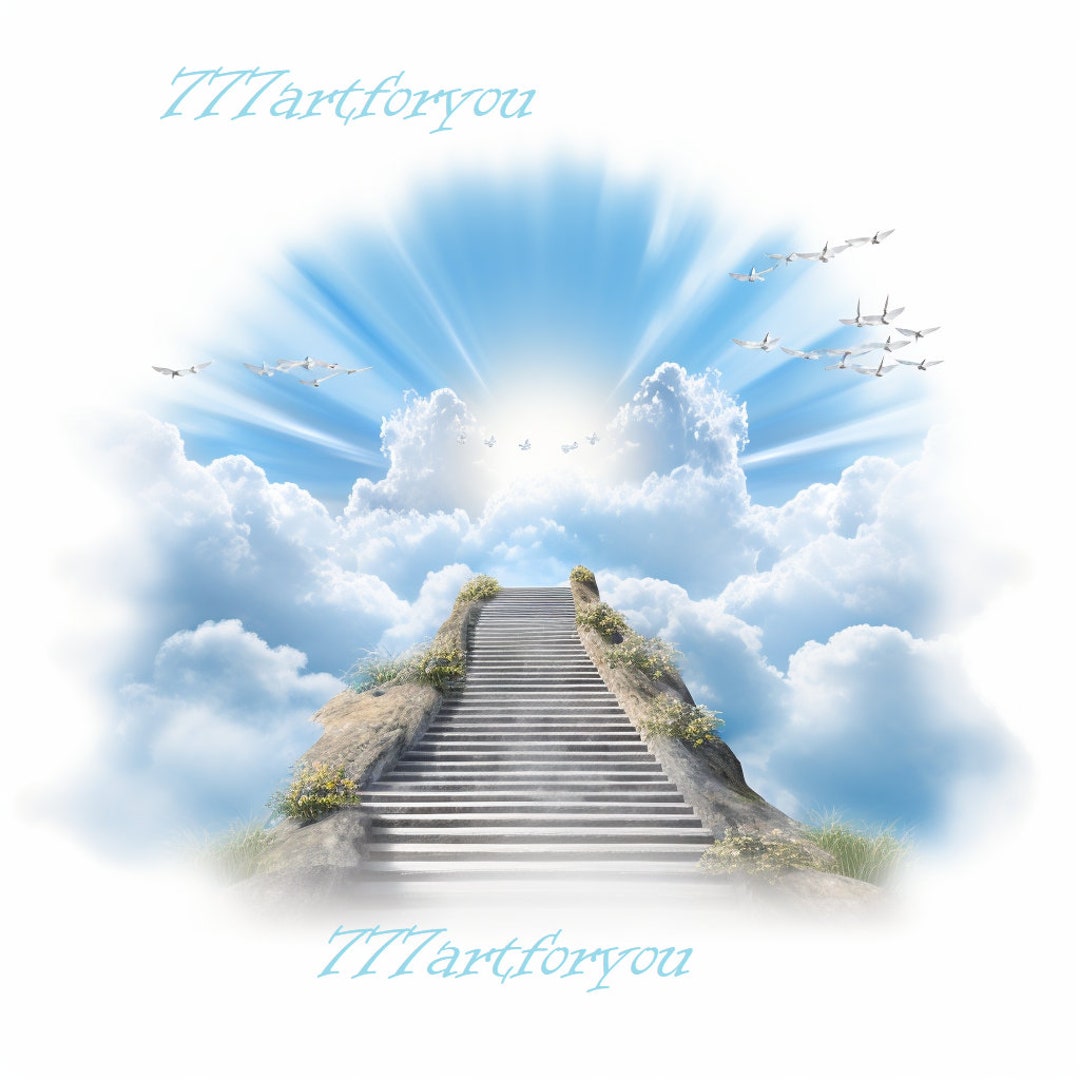 In Loving Memory PNG, Blue Sky Heaven Stairway Memorial Background for ...