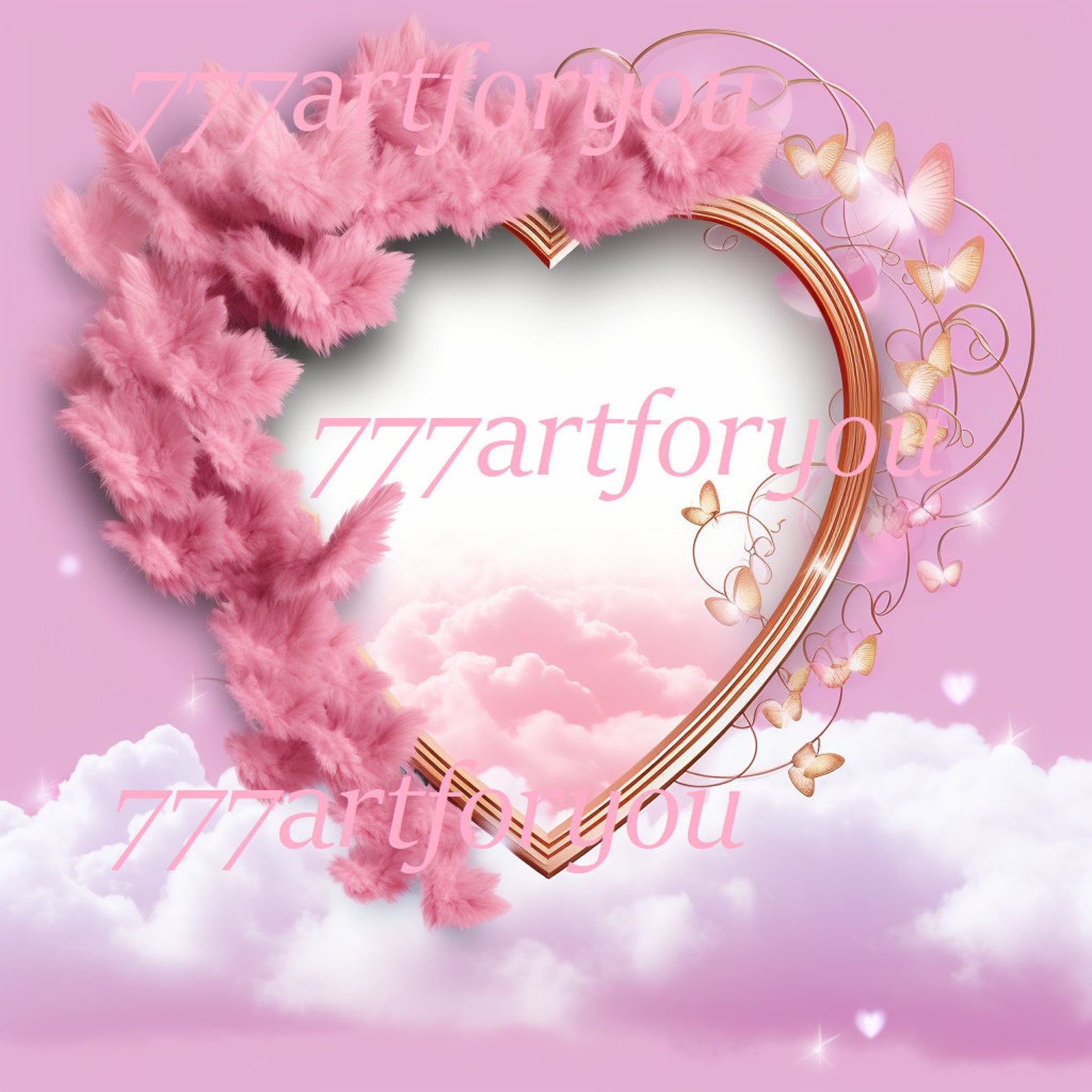 Pink Sky Gold Frames in Loving Memory Forever in Our Hearts Heavens ...