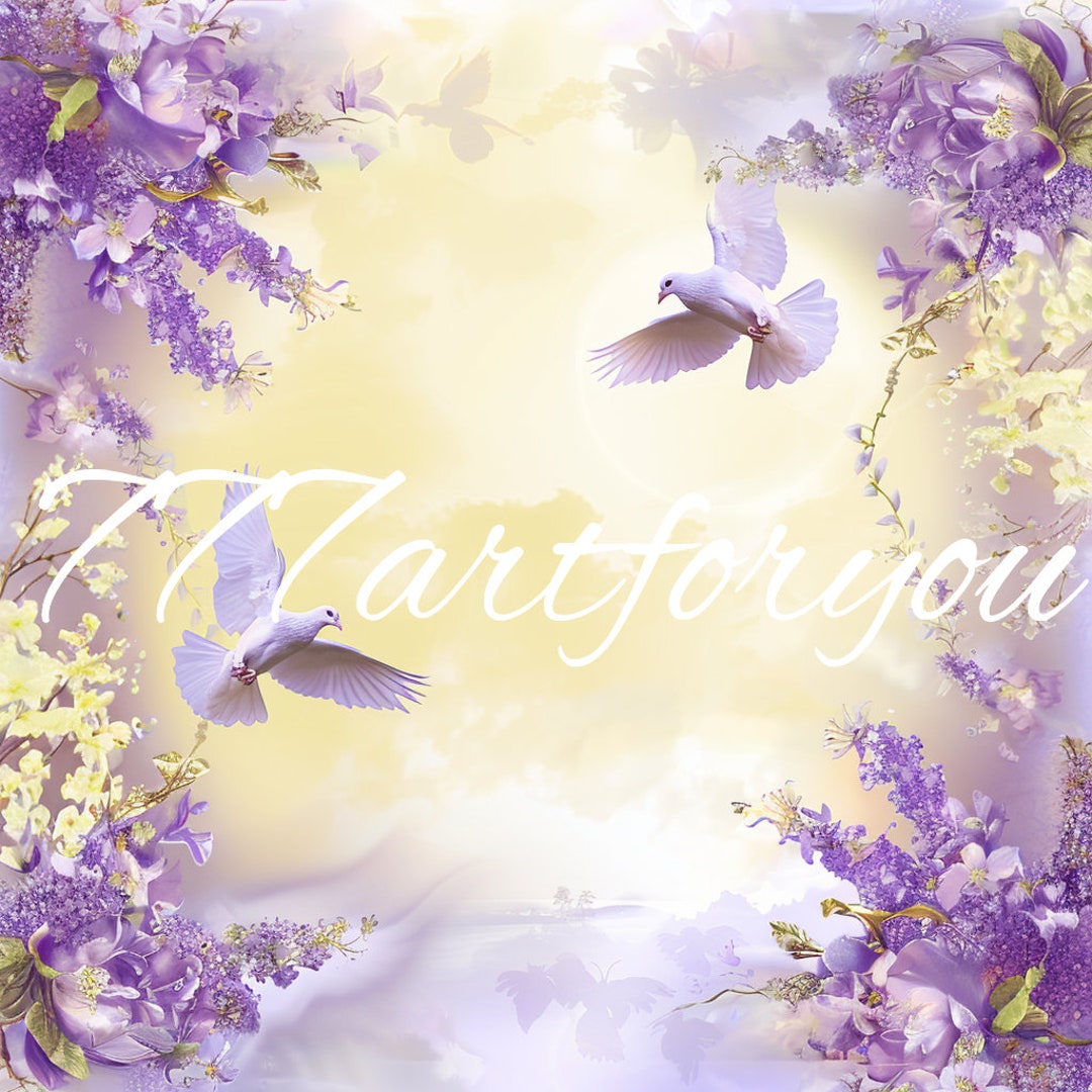 Purple Yellow Sky Gold Frames in Loving Memory Doves Memorial PNG Add ...