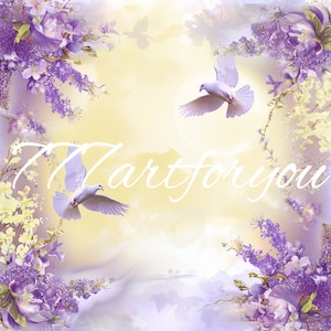 Purple Yellow Sky Gold Frames in Loving Memory Doves Memorial PNG Add ...