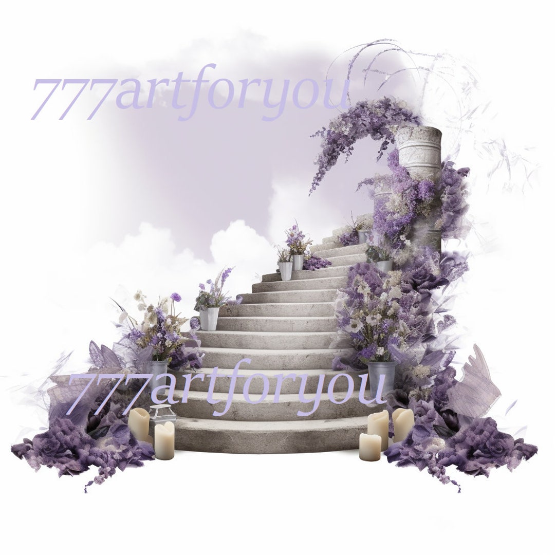 In Loving Memory Backdrop, Memorial Background, Stairs to Heaven ...