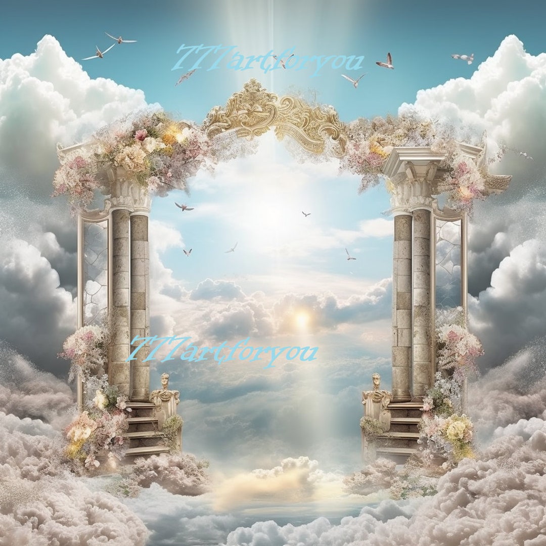 In Loving Memory PNG, Blue Sky Heaven Stairway Memorial Background for ...