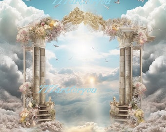 In Loving Memory PNG, Blue Sky Heaven Stairway Memorial Background for ...