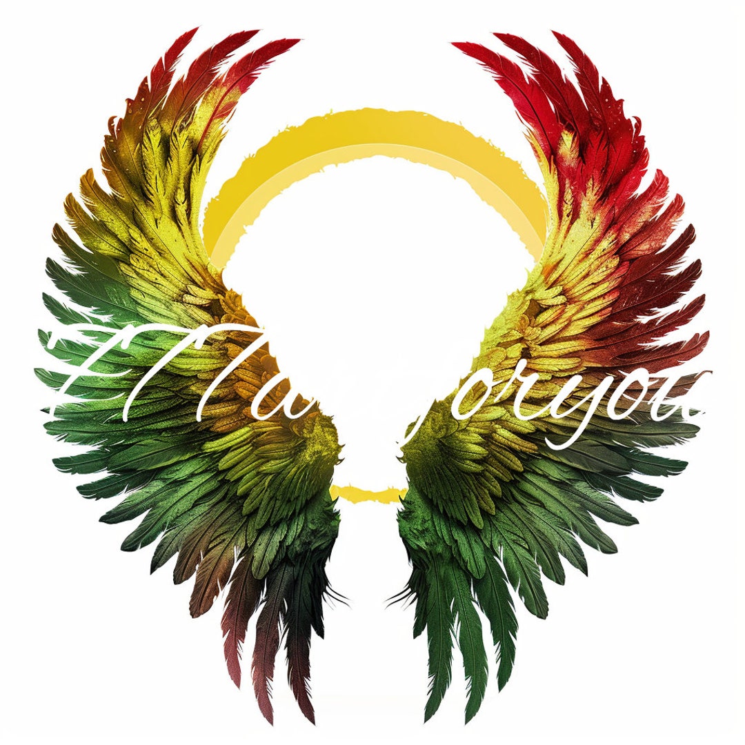 Green Yellow Red Heaven Sky Rest in Heaven Angel Wings Rasta Memorial ...
